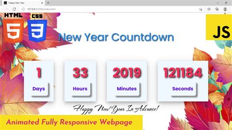 Happy New Year Countdown Using Html Css And Javascript With Source Code Animated Responsive
