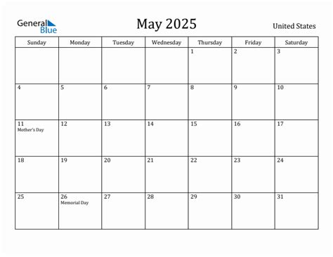 United States Holiday Calendar For May 2025