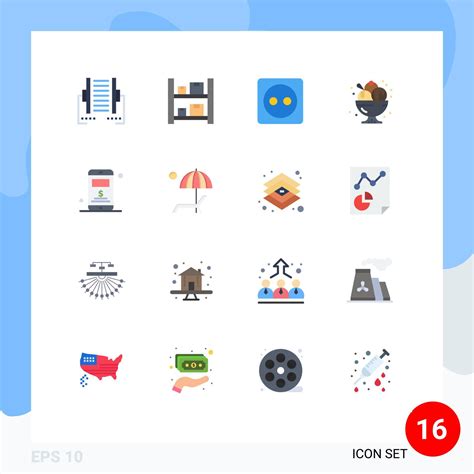 User Interface Pack Of 16 Basic Flat Colors Of Sweet Ice Cream Warehouse Dessert Power Editable