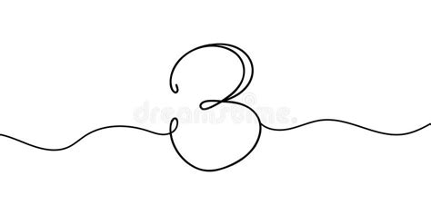 number 3 in continuous line drawing style line art of number three