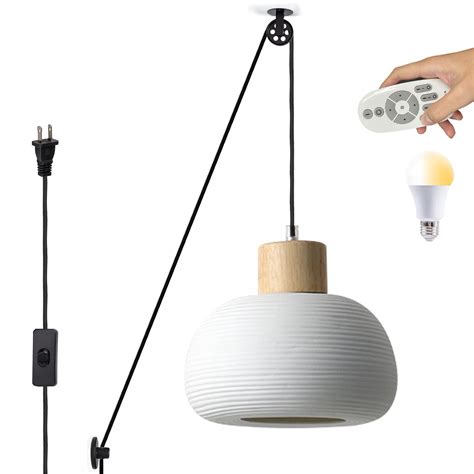Kiven Plug In Pendant Light Modern Pulley Hanging Light With Remote