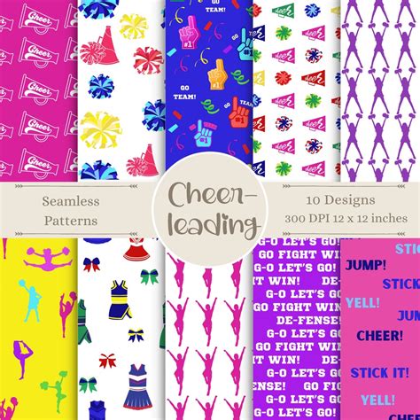 Cheerleading Digital Patterns Game Time Seamless Paper Cheer
