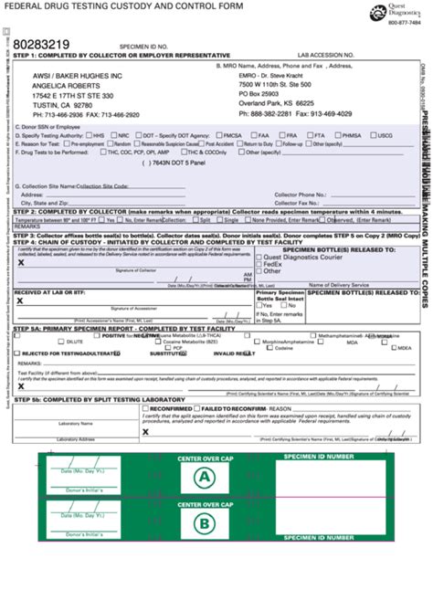 Top Federal Drug Testing Custody And Control Form Templates Free To