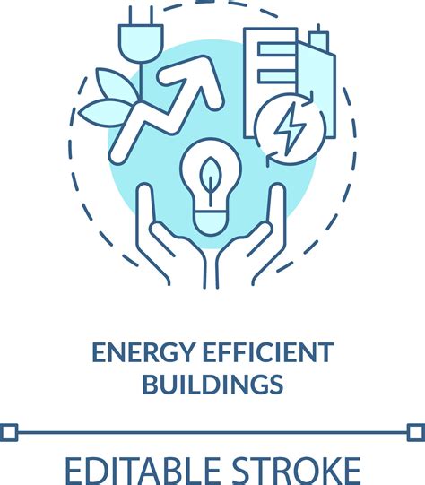 Energy Efficient Buildings Turquoise Concept Icon Energy Efficiency Abstract Idea Thin Line
