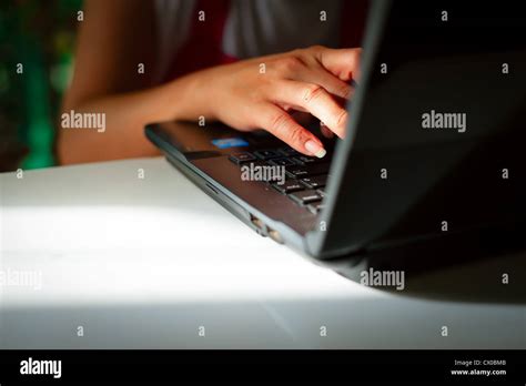 Women Hands On A Computer Keyboard Stock Photo Alamy