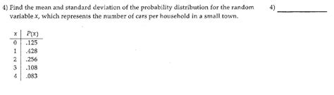 Solved Find The Mean And Standard Deviation Of The Chegg