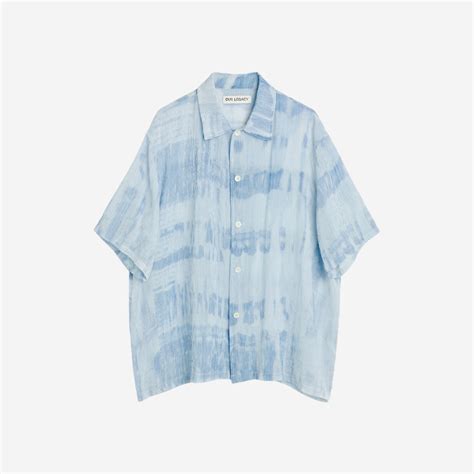 아워레가시 박스 셔츠 숏슬리브 블루 브러쉬 스트로크 프린트 Our Legacy Kream