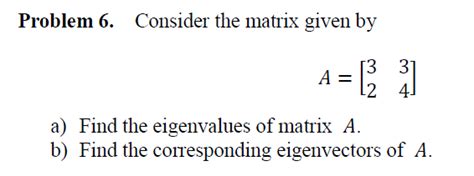 Solved Problem Consider The Matrix Given By A Find Chegg