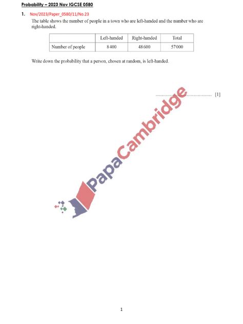 2023n Probability Igcse 0580 Math Pdf