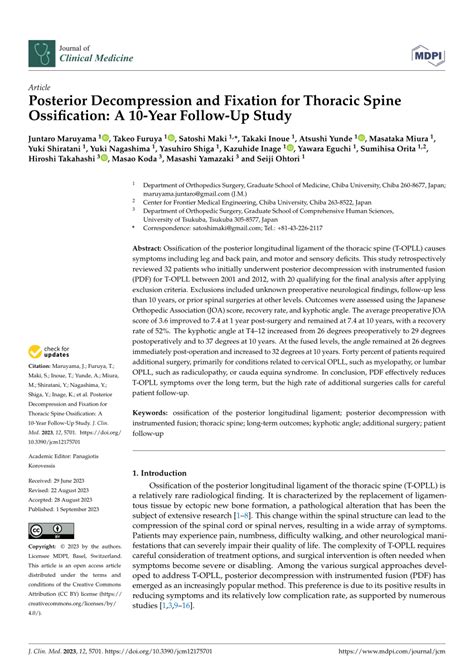 Pdf Posterior Decompression And Fixation For Thoracic Spine Ossification A 10 Year Follow Up
