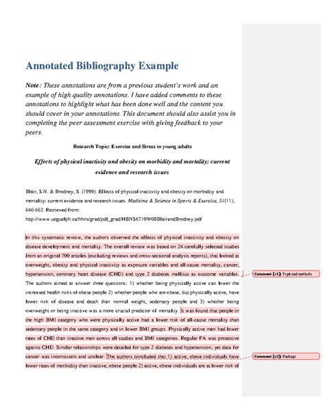 Annotated Bibliography Example Annotated Bibliography Example Note These Annotations Are From