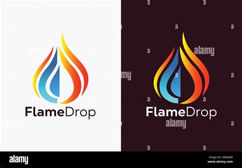 Minimalist Fire Flame Drop Logo Design Vector Template Modern Colorful