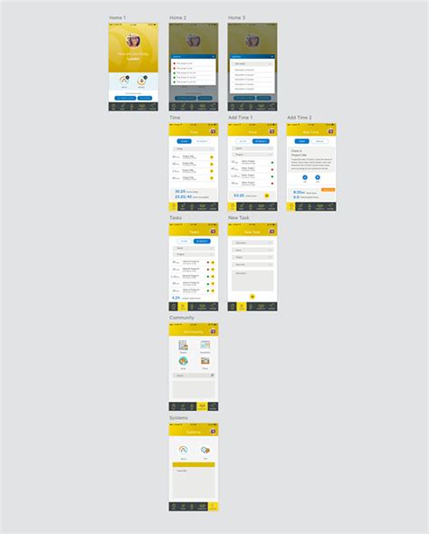 UI And Wireframe For A Time Tracking App Behance