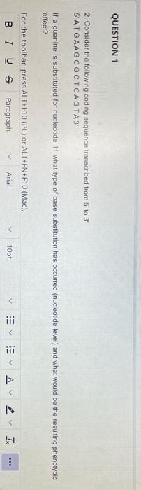 Solved Question 1 2 Consider The Following Coding Sequence