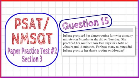 Question 15 From Psat Nmsqt Paper Practice Test 2 Math Section 3 Youtube