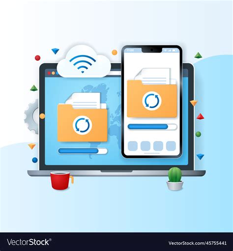 data synchronization in 3d style royalty free vector image