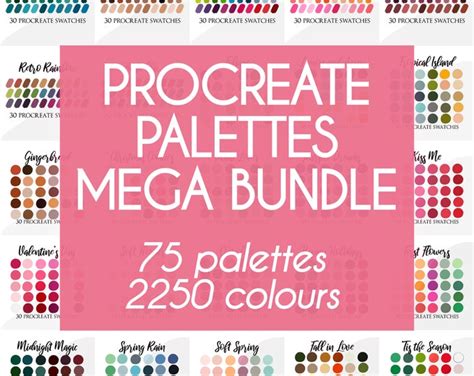 Procreate Color Palette Bundle 100 Procreate Swatches Palette For Procreate Color Palettes