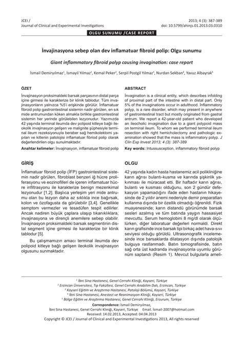 Pdf Giant Inflammatory Fibroid Polyp Causing Invagination Case Report