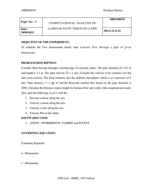 ex 3 computational analysis of laminar flow through a pipe pdf