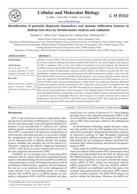 Pdf Identification Of Potential Diagnostic Biomarkers And Immune Infiltration Features In