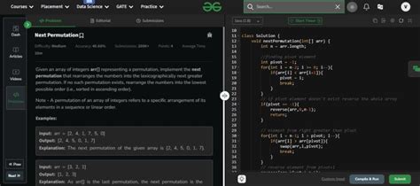 160daysofdsa dsa geeksforgeeks codingchallenge nextpermutation