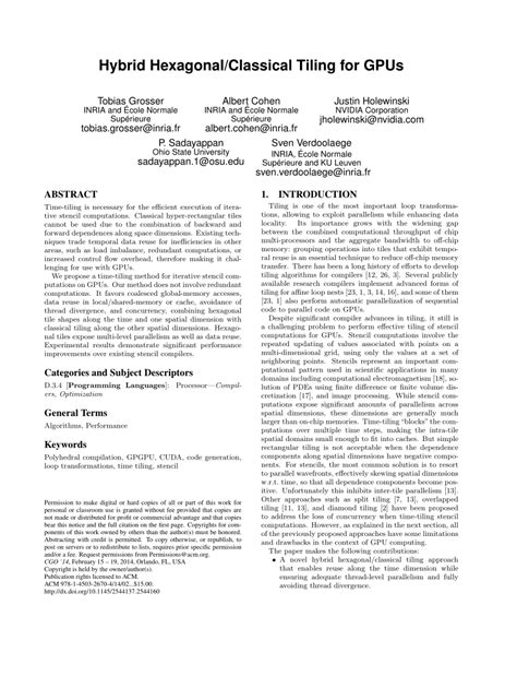 Pdf Hybrid Hexagonalclassical Tiling For Gpus