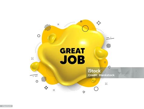 Great Job Symbol Recruitment Agency Sign Abstract Liquid 3d Shape
