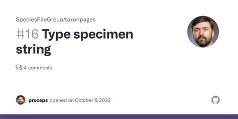 Type Specimen String · Issue 16 · Speciesfilegrouptaxonpages · Github