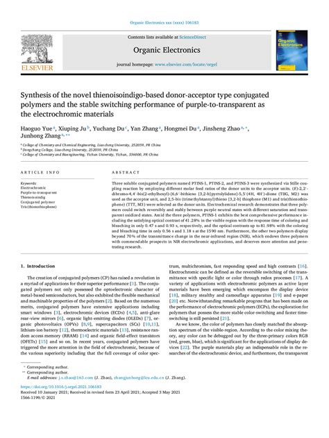 Pdf Synthesis Of The Novel Thienoisoindigo Based Donor Acceptor Type Conjugated Polymers And