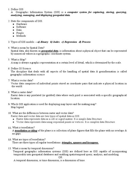 Gis Imp Questions Pdf Geographic Information System Spatial Analysis