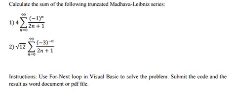 Solved Using A Fornext Loop Create A Code For The