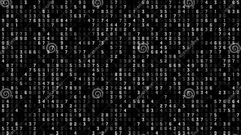 Numerical Code Sequence Counting Digits On Black Texture For Random