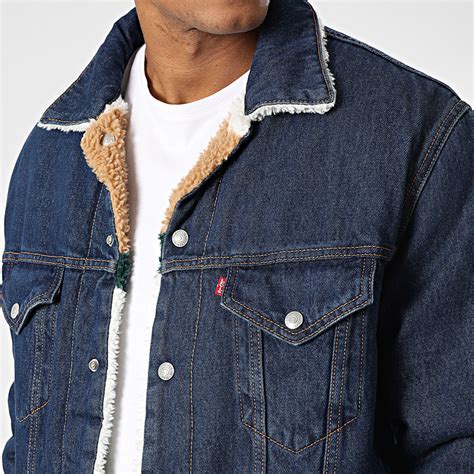 Levis Veste Jean Sherpa Réversible A3176 Bleu Denim Blanc