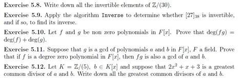 solved exercise 5 8 write down all the invertible elements