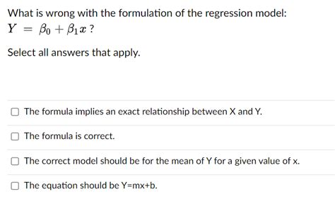 Solved What Is Wrong With The Formulation Of The Regression