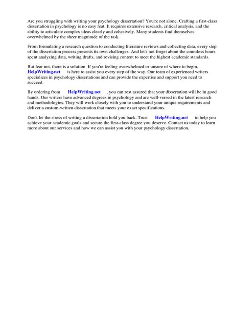 How To Get A First Class Psychology Dissertation Pdf Psychology