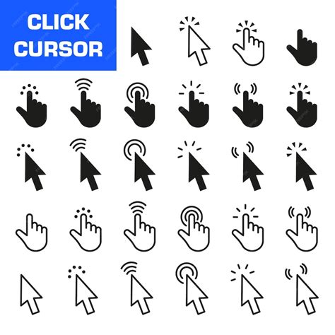 Premium Vector Click Cursor Icons Set Set Of Hand Cursor Icons Click