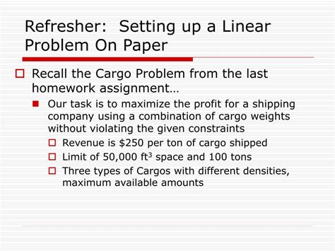 PPT Using Excel Solver For Linear Optimization Problems PowerPoint Presentation ID