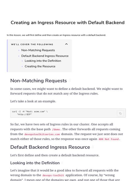 61 creating an ingress resource with default backend pdf computer
