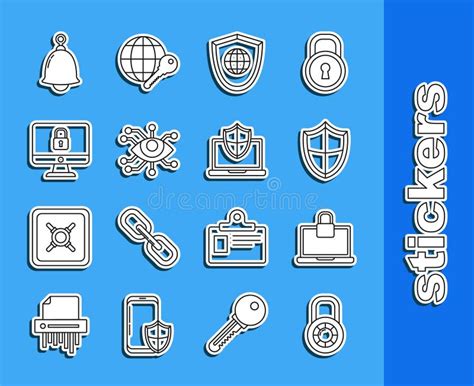 Set Line Safe Combination Lock Wheel Laptop And Shield With World Globe Eye Scan Lock