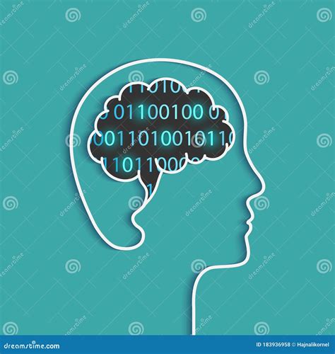Head Silhouette With Brain Made Of Binary Code As Artificial