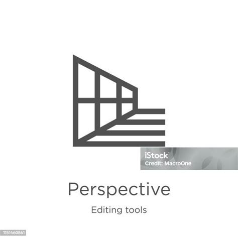편집 도구 컬렉션에서 원근 아이콘 벡터입니다 얇은 선 관점 윤곽 아이콘 벡터 일러스트 레이 션입니다 웹 사이트 디자인 및 모바일 앱 개발을 위한 개요 얇은 선 관점 아이콘