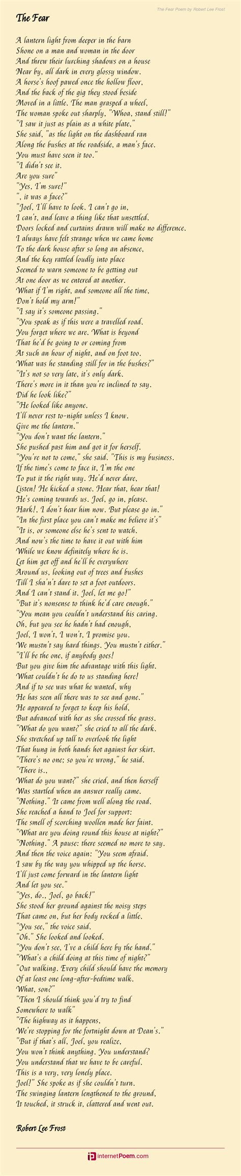 The Fear Poem By Robert Lee Frost