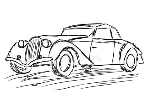 Dibujo A Mano De Un Coche Viejo Vintage Stock De Ilustración