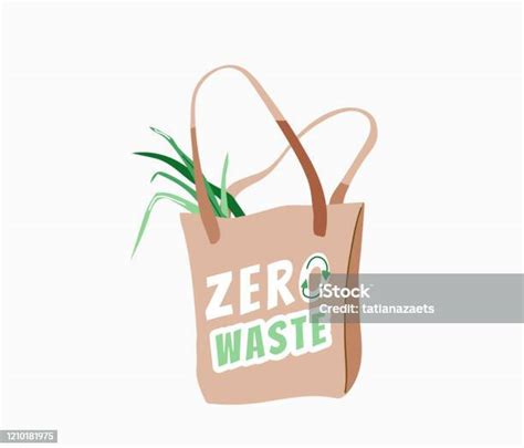 폐기물 제로 녹색 제품 및 동기 부여 유형 문자 따옴표 텍스트와 가방을 저장합니다 친환경 라이프스타일을 위한 생태 포스터 흰색으로 격리된 벡터 그림 로고에 대한 스톡 벡터