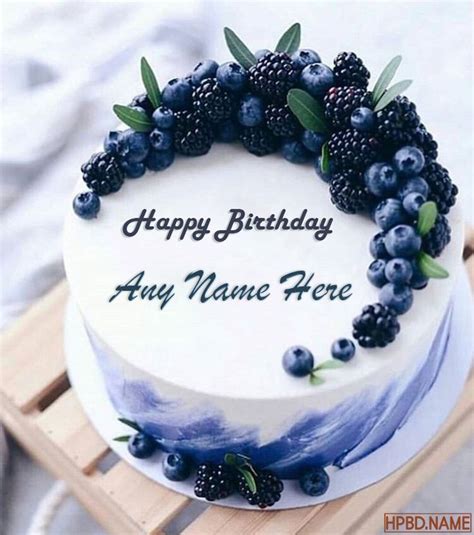 Happy Blueberry Birthday Cakes With Name Editor Birthday Cake Writing