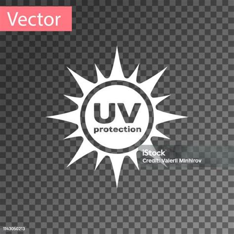 투명 한 배경에 고립 된 흰색 Uv 보호 아이콘입니다 울트라 바이올렛 광선 방사선 Spf 태양 기호입니다 벡터 일러스트 개념에 대한 스톡 벡터 아트 및 기타 이미지 Istock