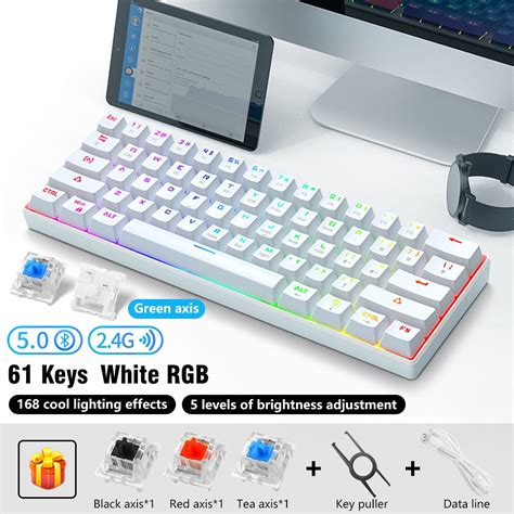 RK61 Mechanical Keyboard Wireless RK71 RK68 Bluetooth 71 68 61 Keys RGB Backlight 3 Modes