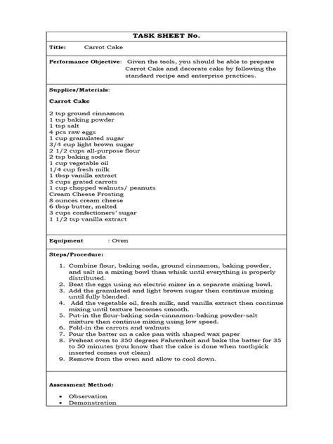task sheet no 3 5 carrot cake pdf