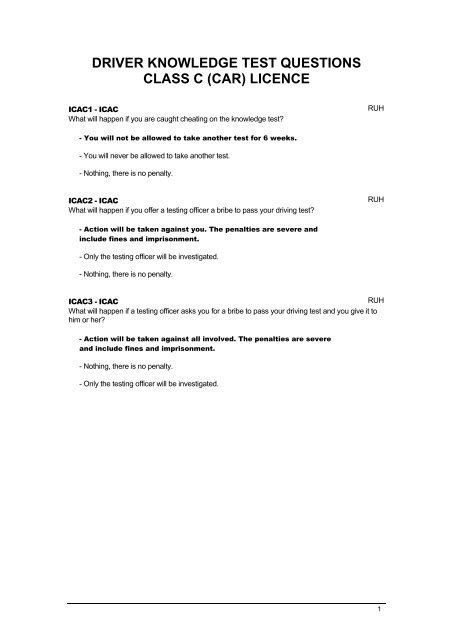 Question Driving Test Wopoiqr